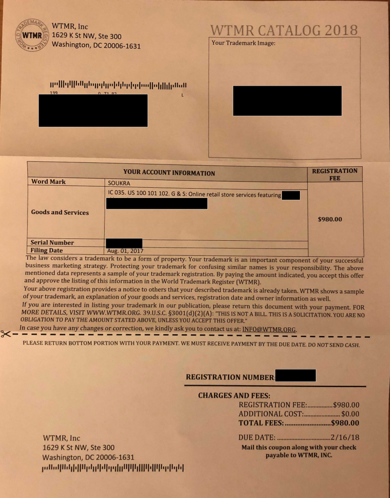 Beware of scam from WTMR - World Trademark Register | Erik M Pelton ...