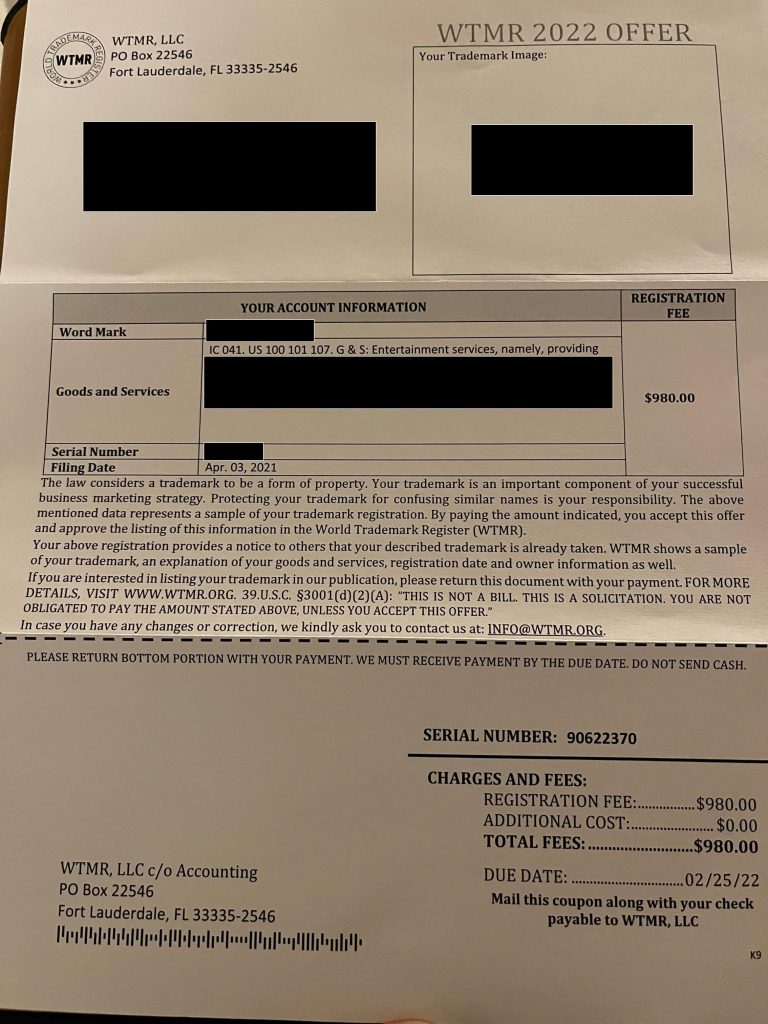 Beware of the WTMR Trademark Scam: Protect Yourself | Erik M Pelton ...