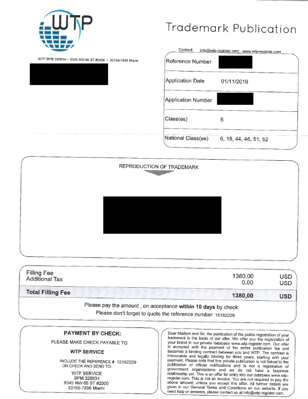 Beware of new trademark scam from WTP (formerly ITP and ITR) | Erik M ...